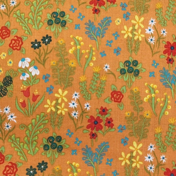 Orange Floral Fabric - Etsy