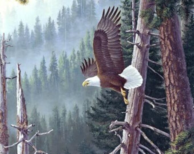 Soaring Bald Eagle Fabric Panel Beyond the Forest by Northern ...