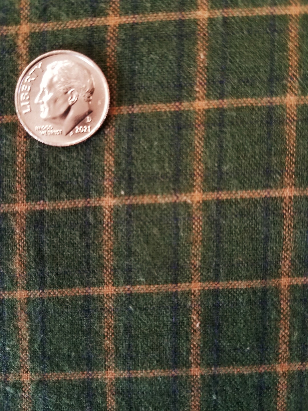 Green, Blue, and Gold Plaid Flannel Fabric by the Half Yard - Etsy