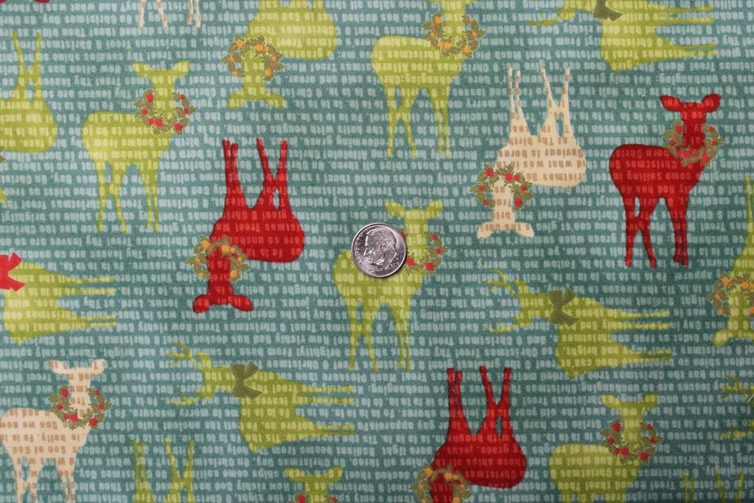 Holiday Fabric - Jovial Reindeer - Basicgrey - Moda - Fabric by the ...
