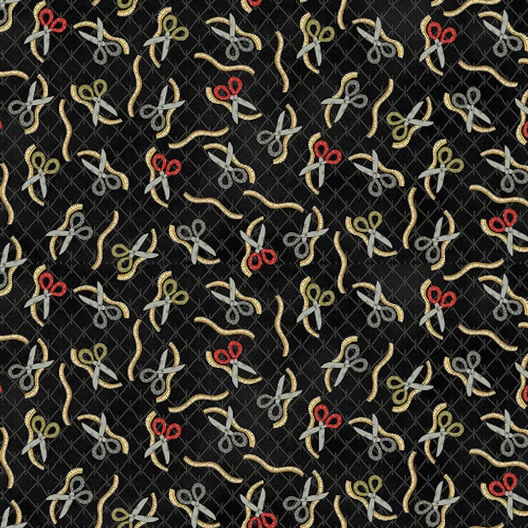 S is for Sew by Debbie Busby for Henry Glass Black Sewing Themed Fabric ...