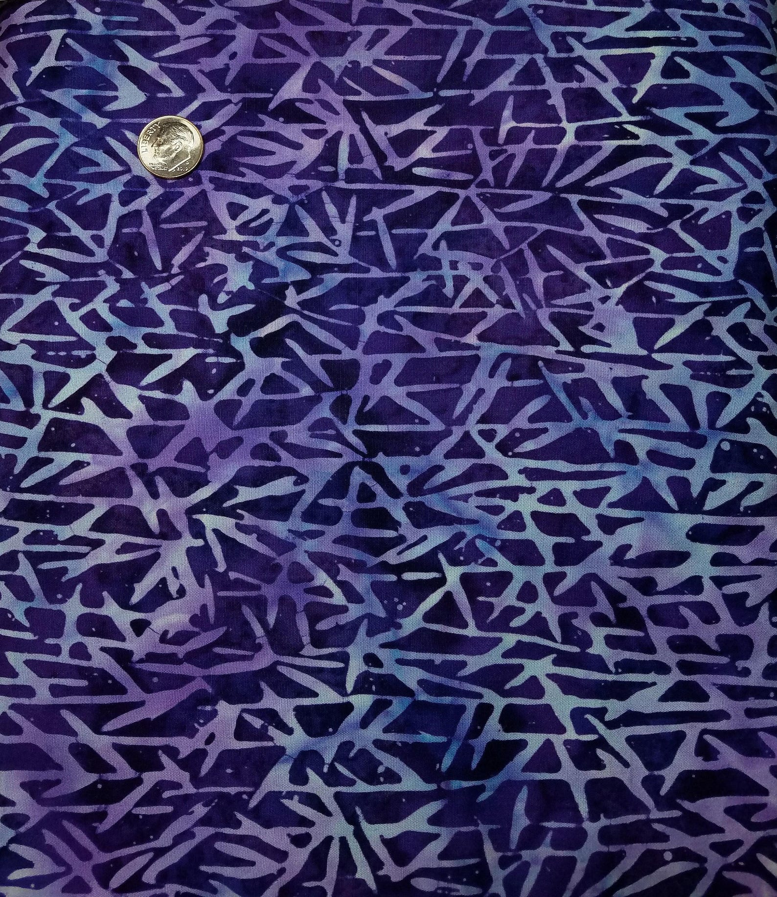 Dark Purple Batik With Light Blue Bamboo Leaves Batik by the Half Yard ...