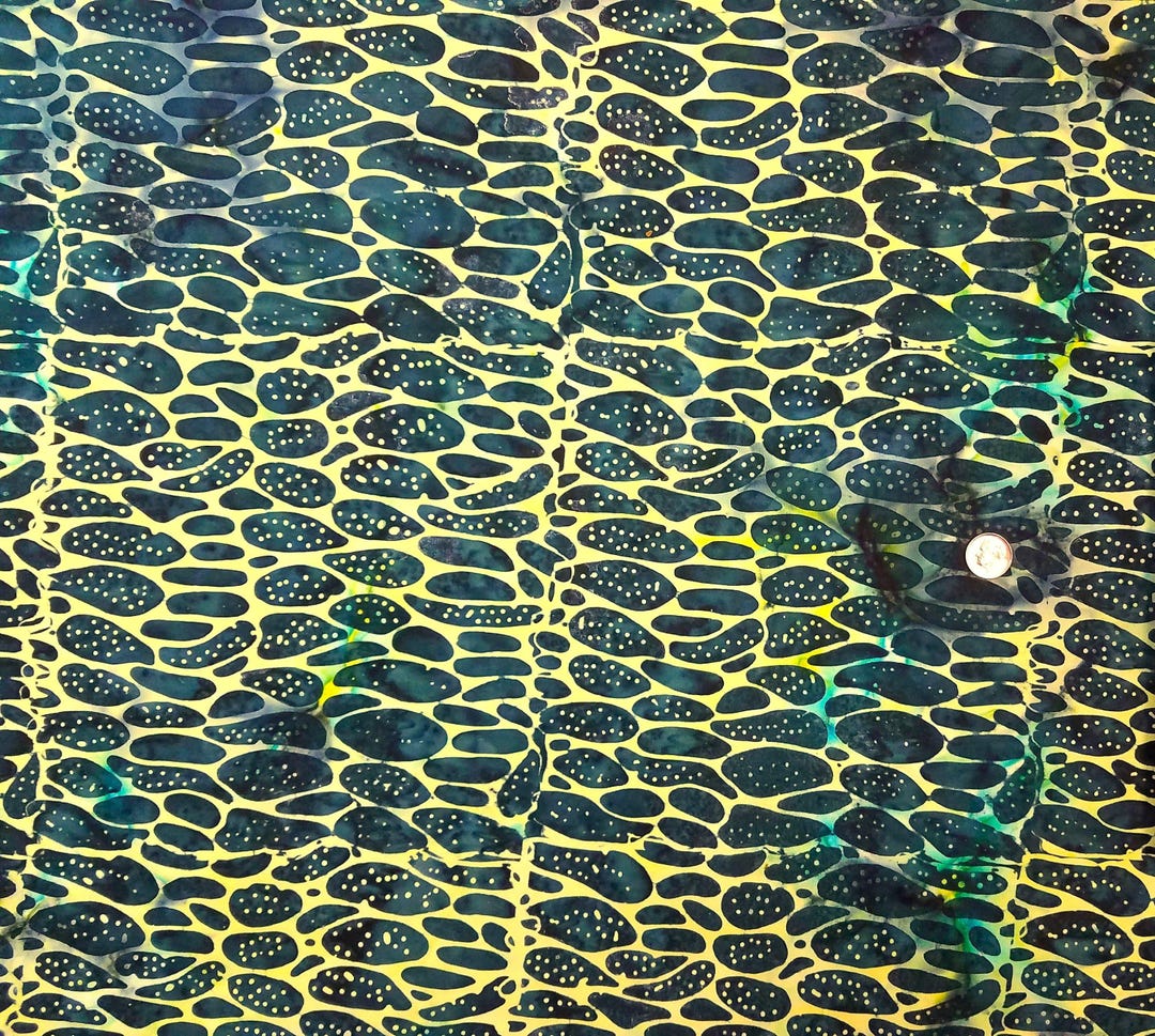 Dark Teal Batik With Green and Blue Pebble Print Batik by the Half Yard ...