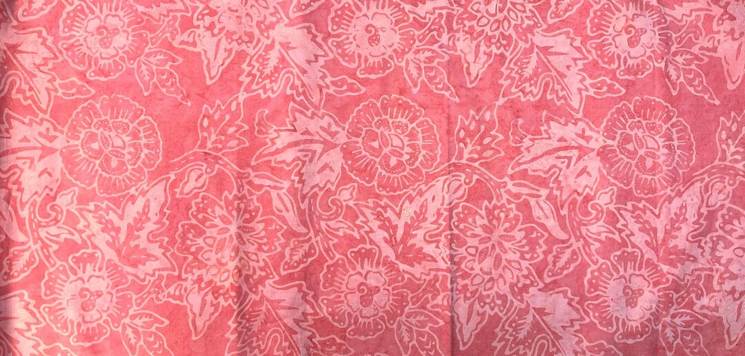 Bubblegum Pink Floral Batik Fabric: Light Pink Flowers by the Half Yard ...