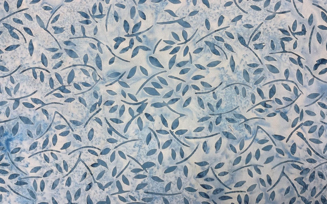 Light Blue Floral Batik With Dark Blue Leaves Batik by the Half Yard - Etsy