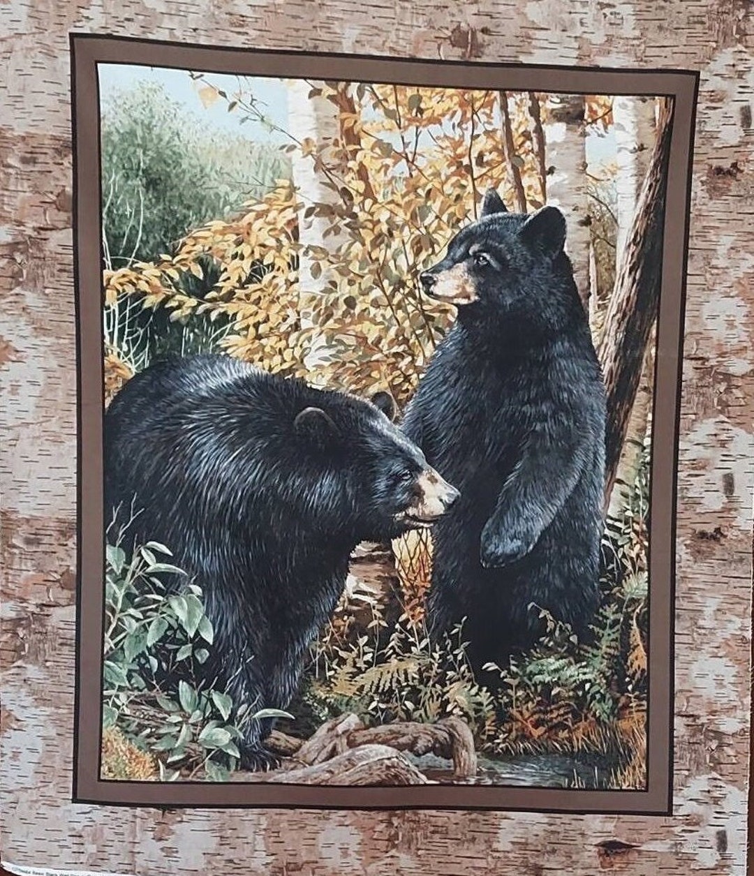 Black Bears in the Forest Fabric Panel by Ron Van Gilder for Springs ...