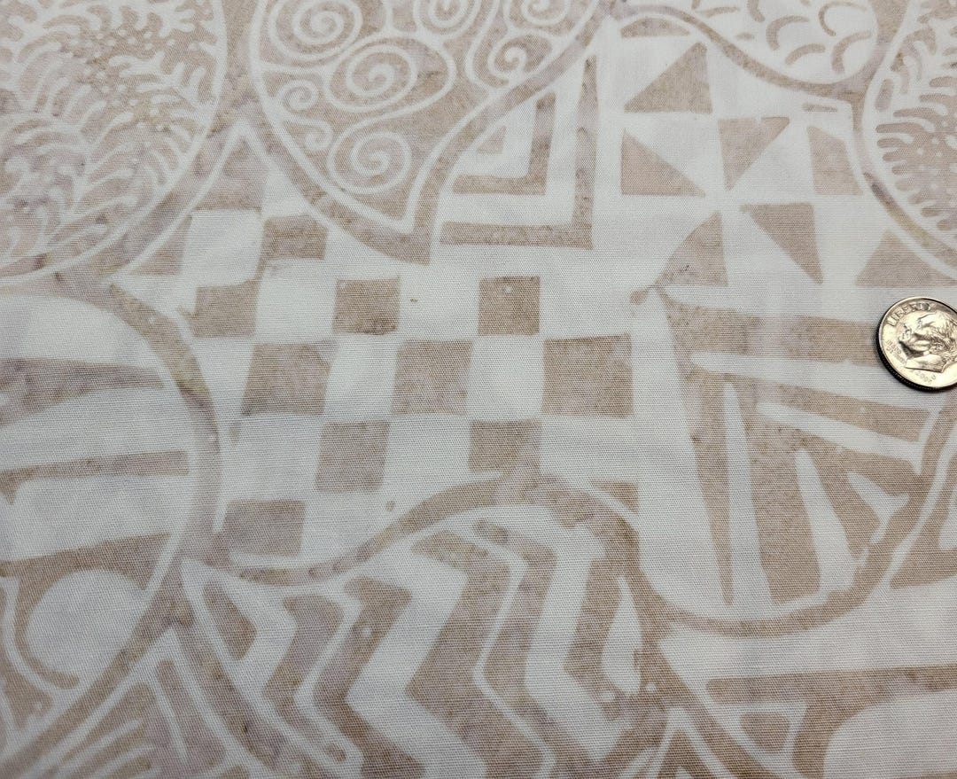 Cream With Light Brown Geometric Print by Majestic Batik Fabric by the ...