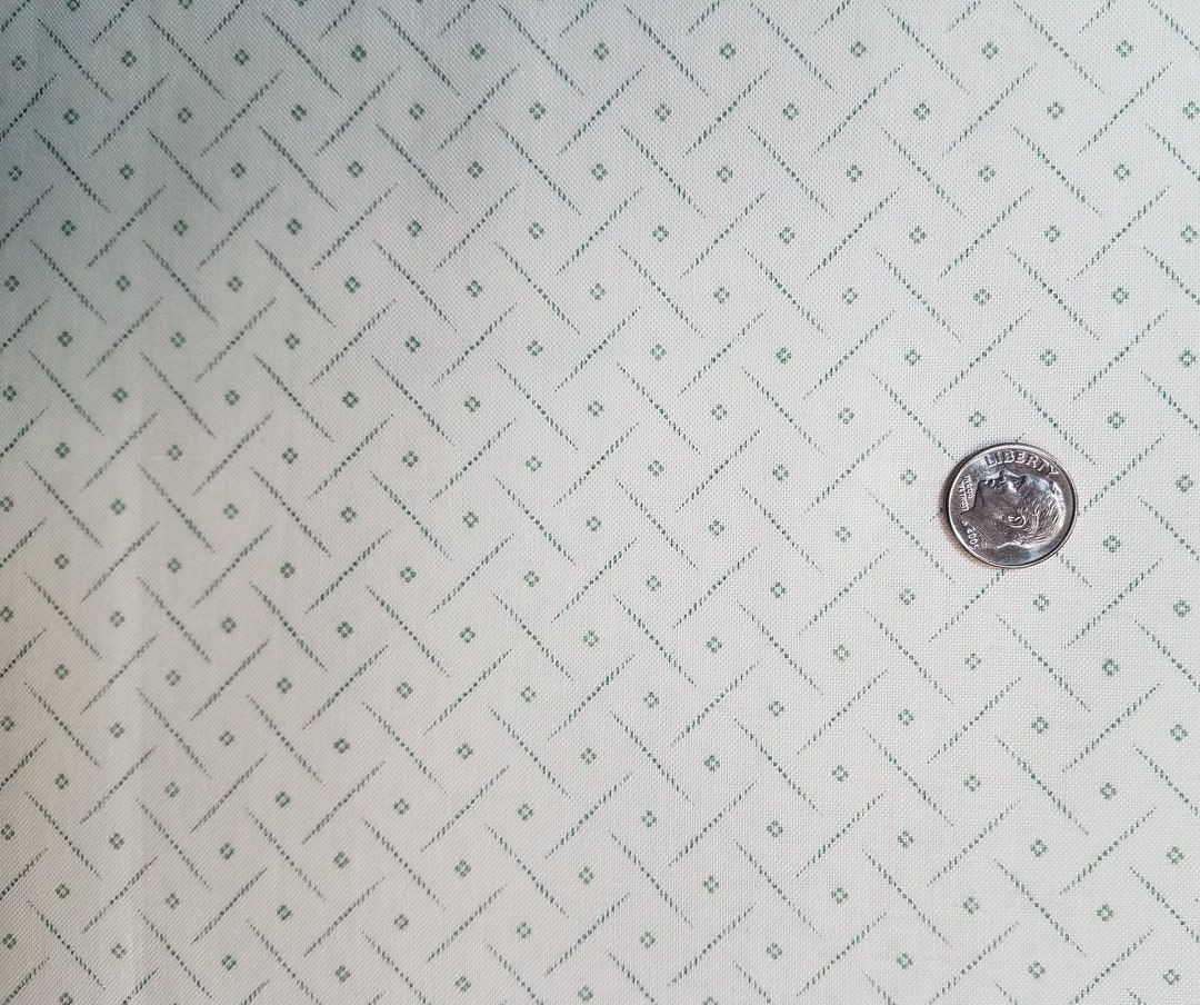 Cream With Light Green Geometric Print Flower Press Collection by Renee ...