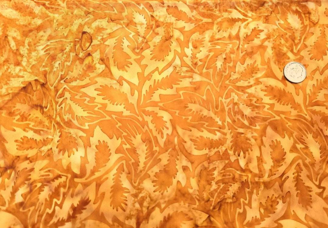 Light and Dark Gold Batik With Leaves Batik by the Half Yard - Etsy