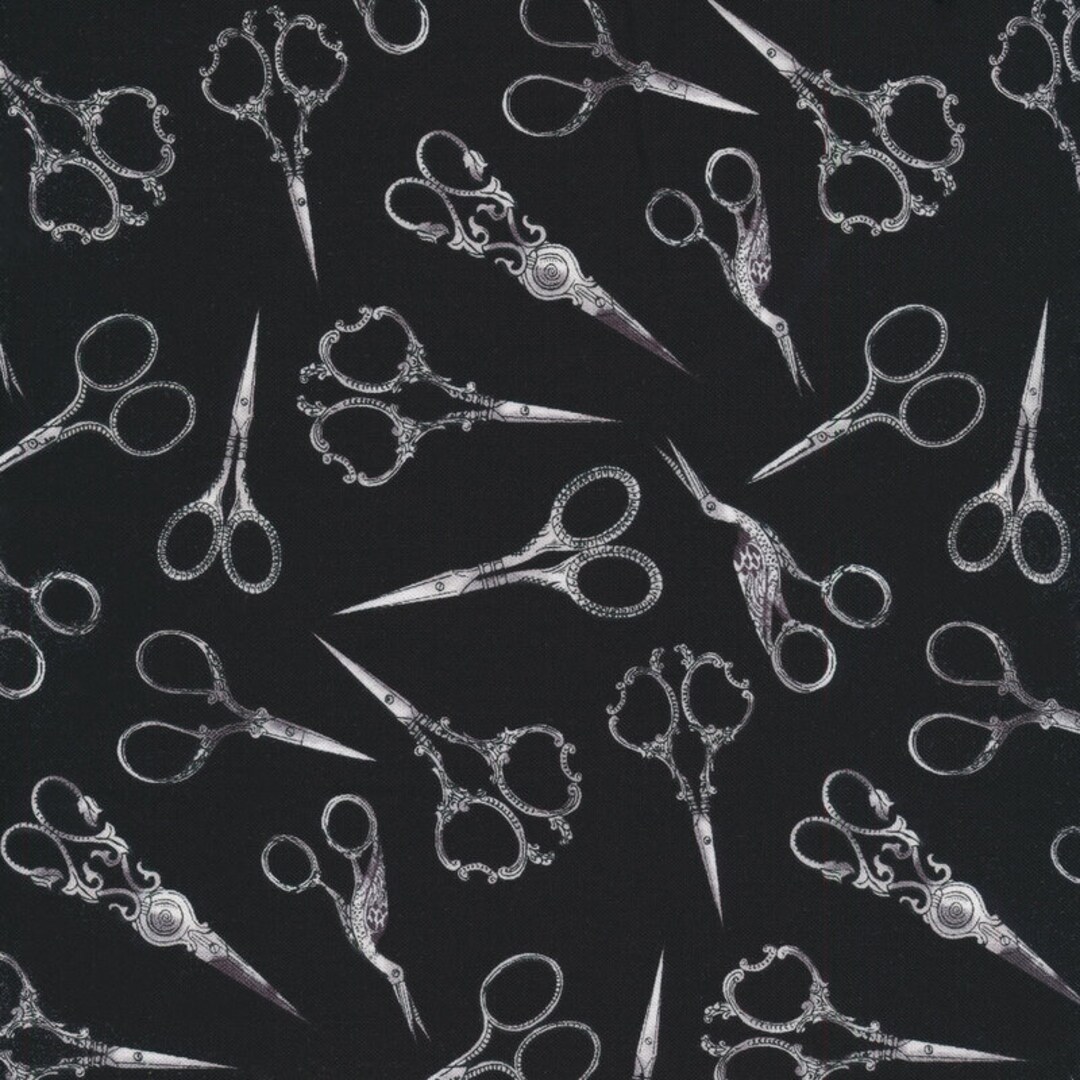 Tossed Fancy Scissors by Gail Cadden for Timeless Treasures Fabric by ...
