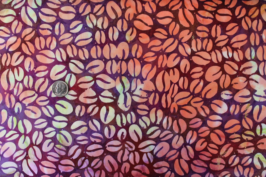 Maroon and Purple Batik With Coral Pink Coffee Bean Pattern Batik ...