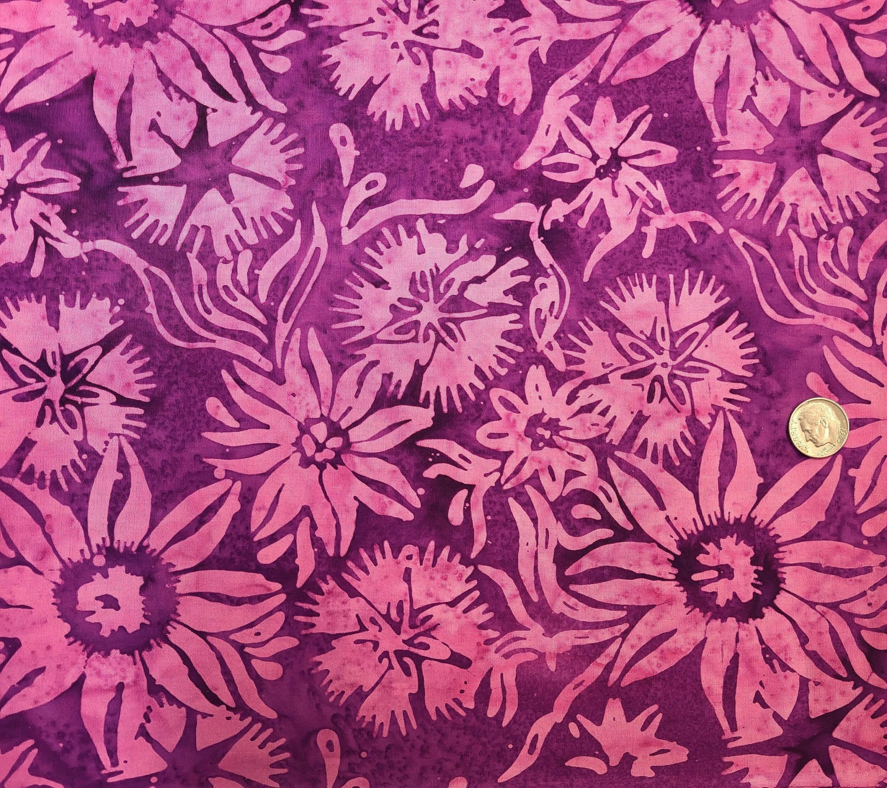 Purple Floral Batik With Magenta Flowers Batik by the Half Yard - Etsy