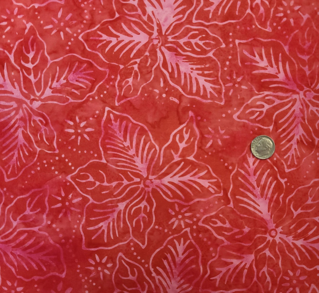 Pink With White and Pink Flowers by Java Batik Fabric by the Half Yard ...