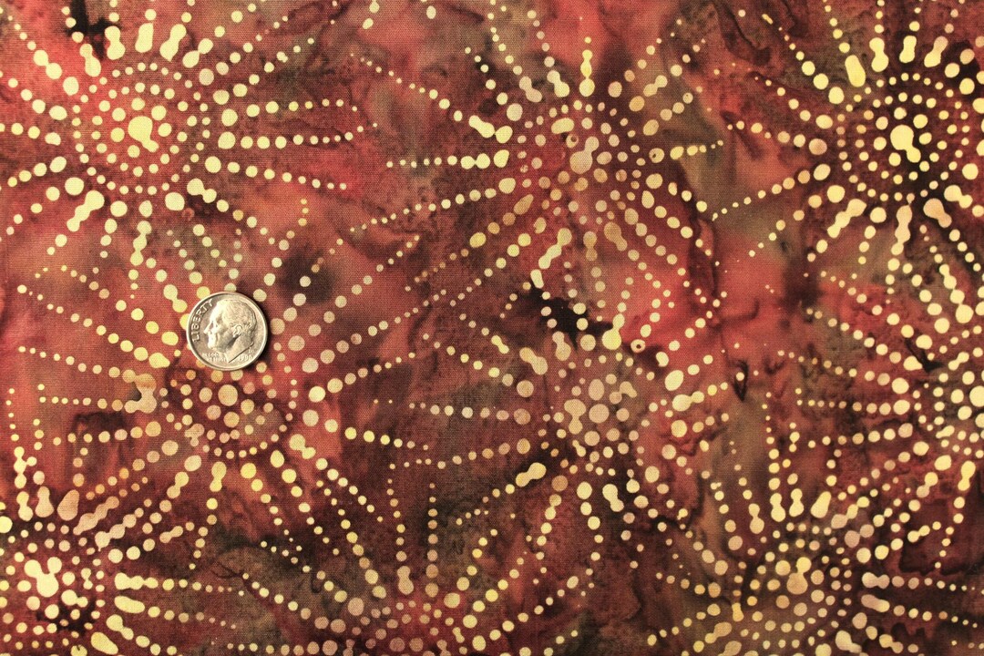 Maroon Batik With Yellow Sun Designs Batik by the Half Yard - Etsy