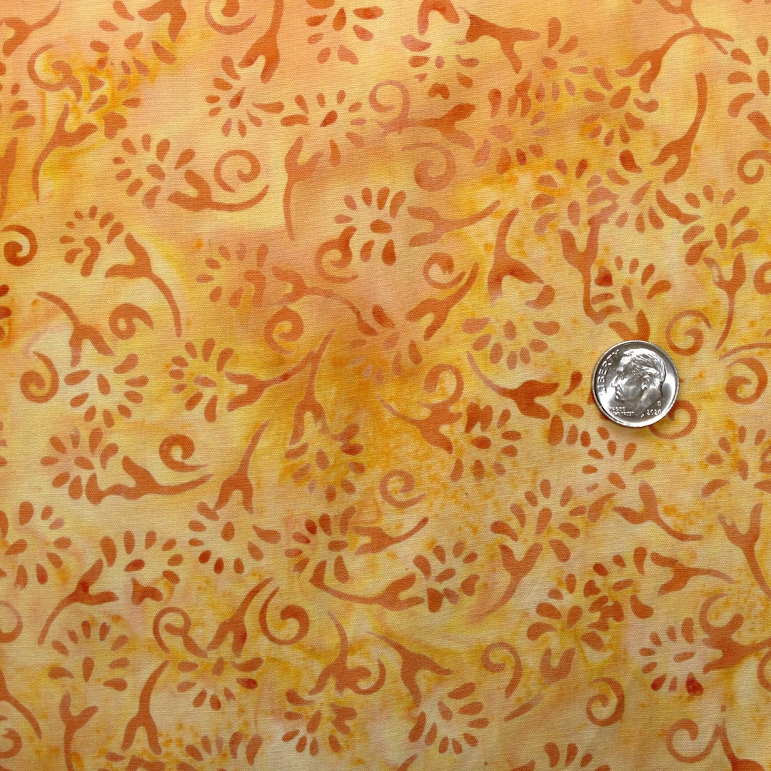 Yellow With Orange Batik Batik Fabric by the Half Yard - Etsy