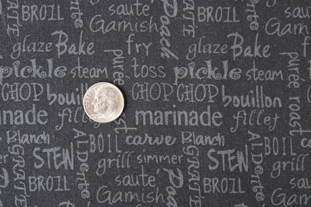 Black and Dark Grey Culinary Fabric Marinated Chicken by Debi Hubbs for ...