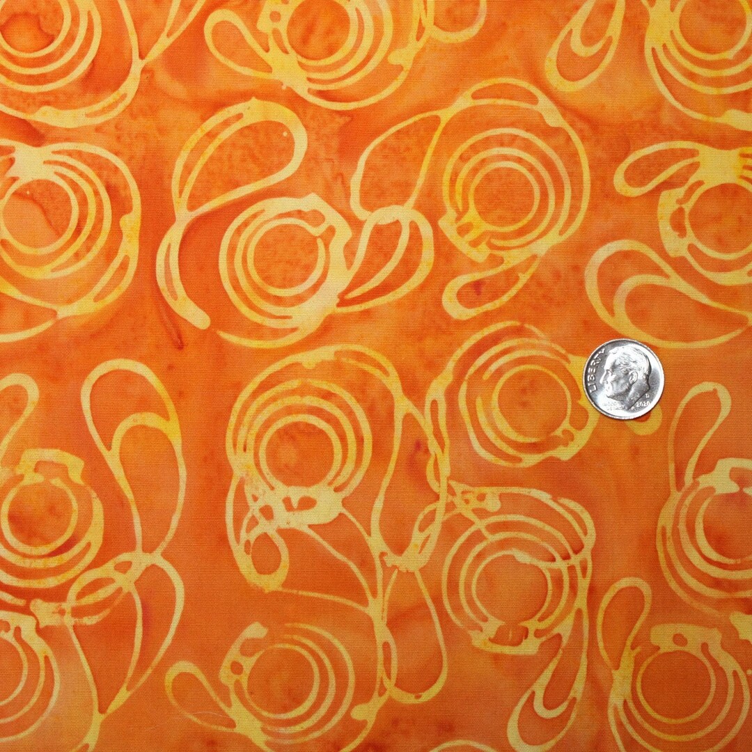 Orange Batik With Yellow Swirls Batik by the Half Yard - Etsy