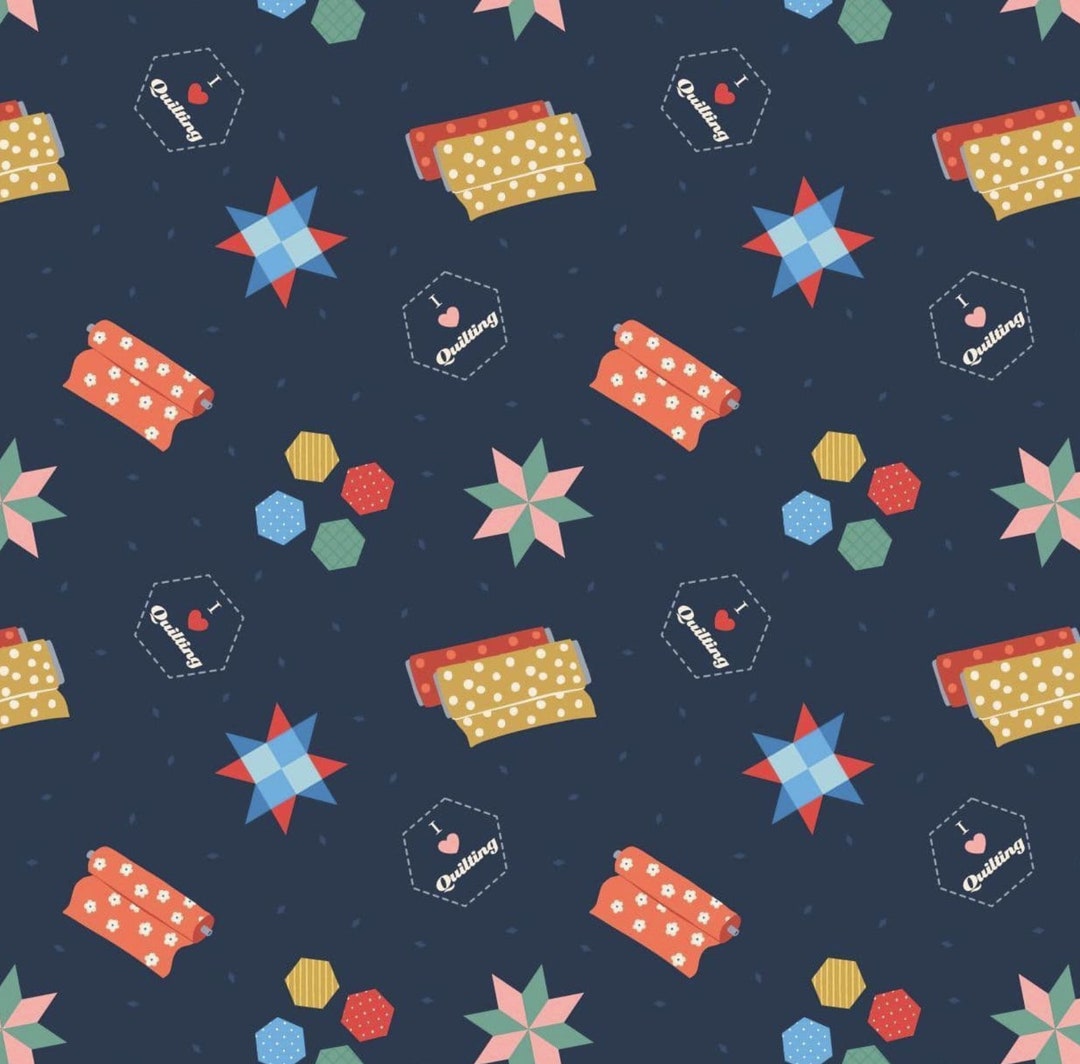 Small Things Craft by Lewis and Irene "i Love Quilting" Navy Blue ...