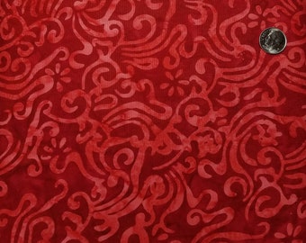 Batik, Red Batik Fabric, Batik by the Half Yard, Red Fabric - Etsy