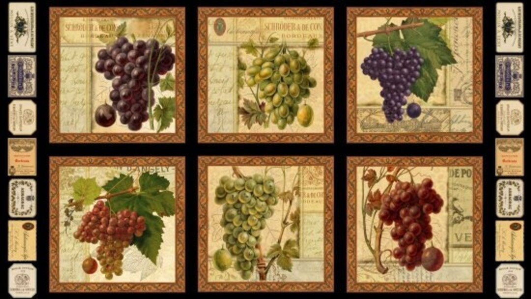 Tuscan Italian Wine Themed Fabric Panel Italian Vineyards by Studio ...