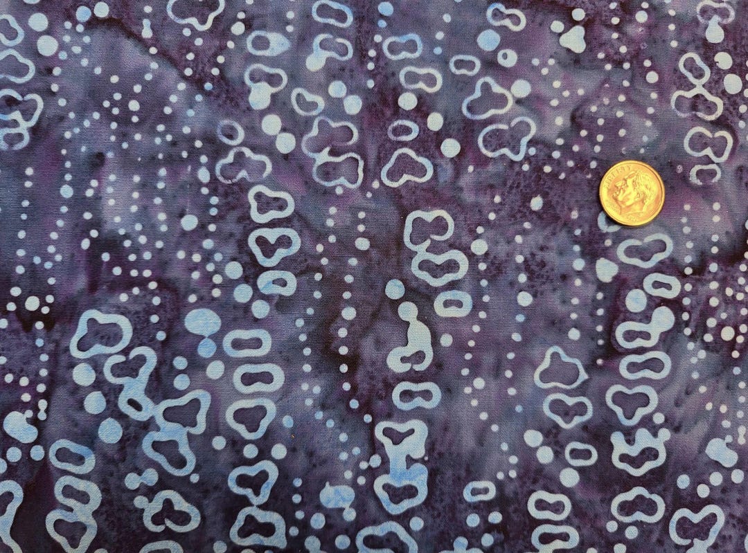 Blue and Purple Watercolor Batik With Bubble Designs Batik by the Half ...