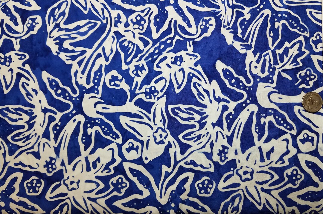 Blue and White Batik Fabric by the Half Yard - Etsy