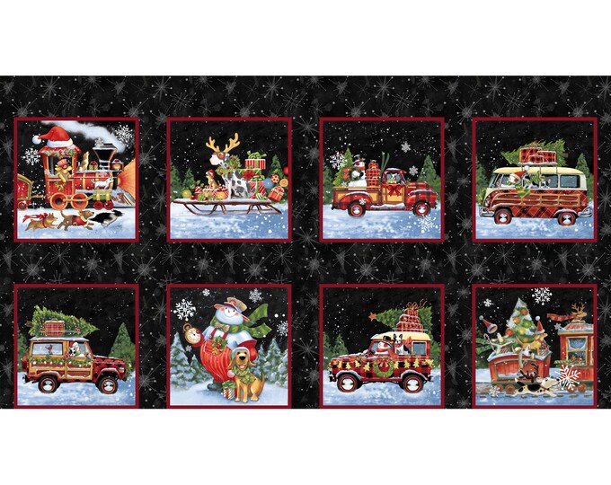 Snow Dog Express by Geoff Allen for STUDIO E Fabric Panel 24.5" X WOF ...