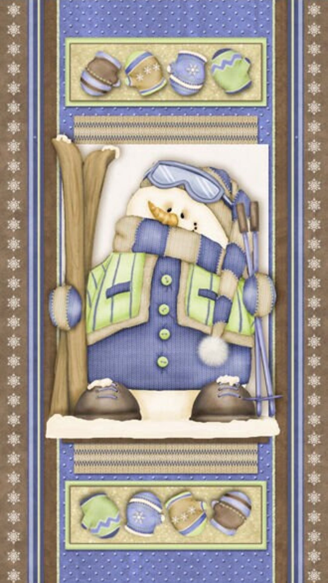 Skiing Snowman Flannel Fabric Panel - Holiday Winter Scene - Etsy