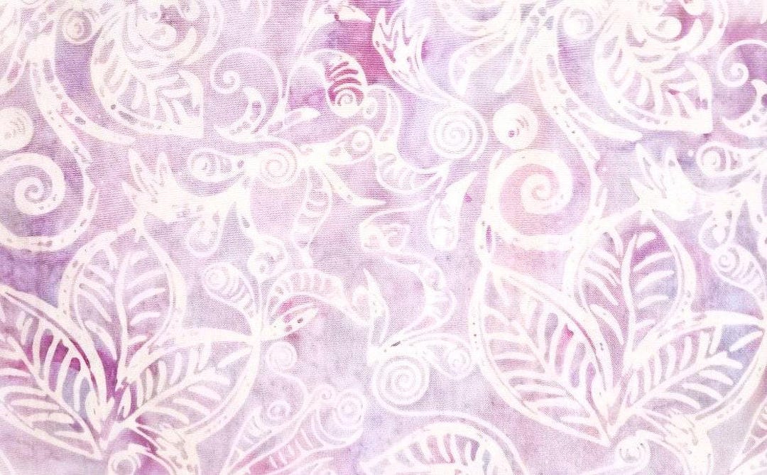 Lilac and Lavender Batik With White Leaf Designs Batik 20" X WOF - Etsy