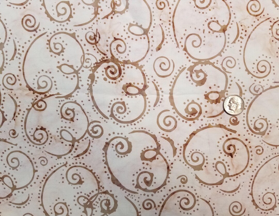 Beige Background With Brown Scrolls Batik Fabric 46" X WOF - Etsy