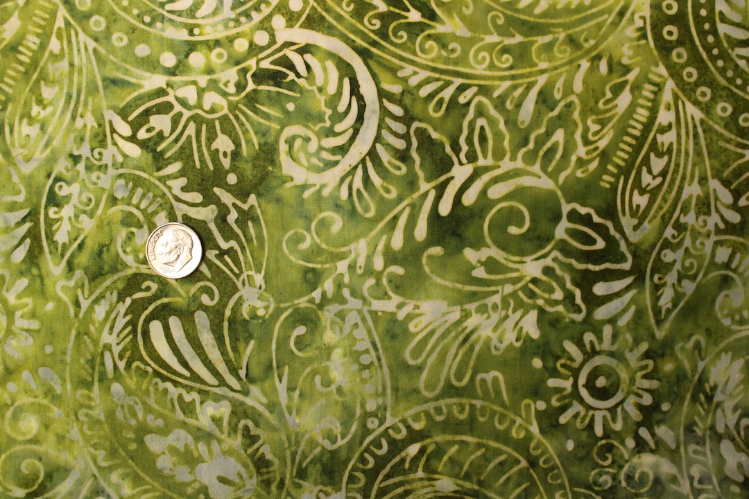 Grassy Green, Forest Green, and White Watercolor Batik Quilt Fabric ...