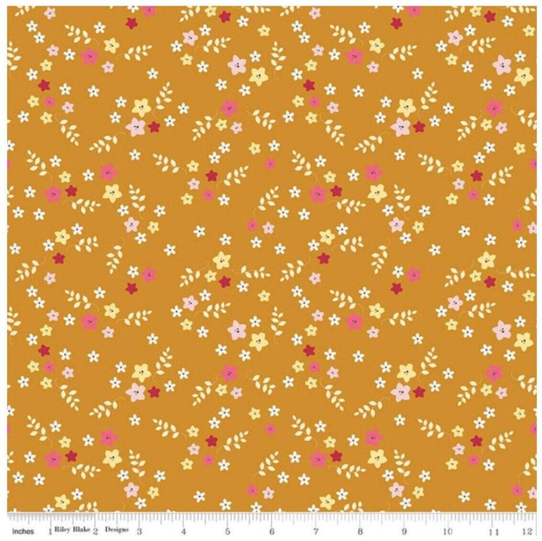 Stardust by Beverly Mccullough for Riley Blake Designs Gold Fabric With ...