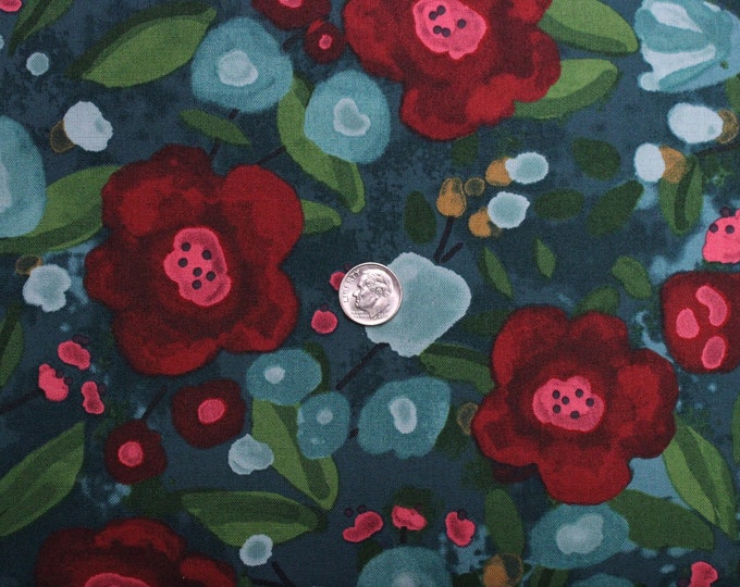 Quilt Fabric - Twilight Tones Teal Floral - Nancy Rink - Marcus Fabrics ...