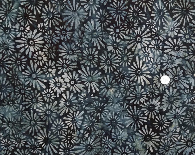Dark Blue and Black Batik With Flowers Batik 30" X WOF - Etsy