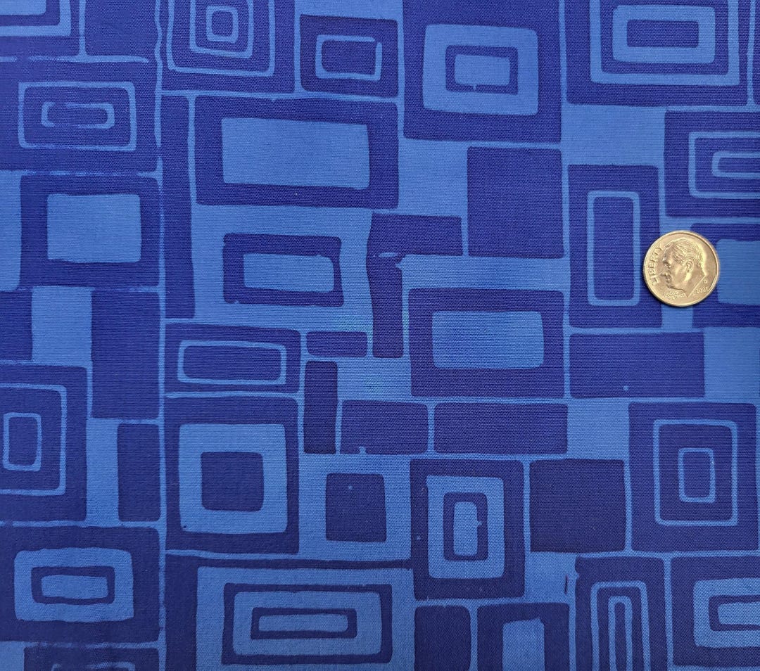 Lapis Blue and Azure Batik With Abstract Square Design Batik by the ...