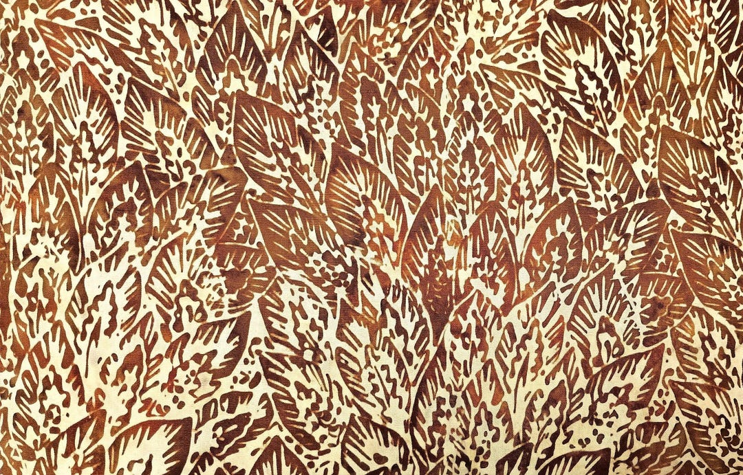 Cream Batik With Brown Wheat Leaf Print Batik by the Half Yard - Etsy