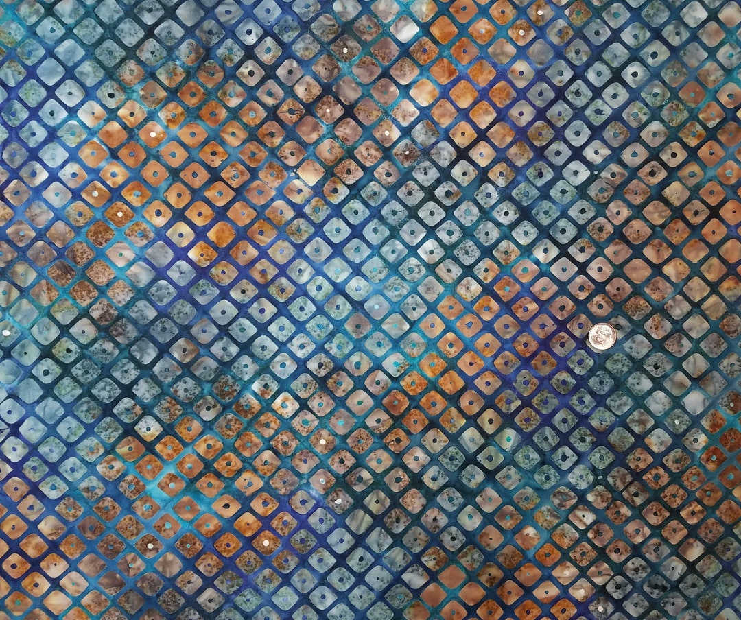 Dark Aqua Blue and Brown Print Batik Fabric 30 X WOF - Etsy