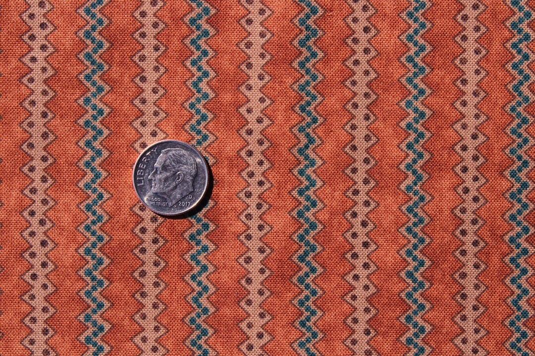 Rust Red Zigzag Patterned Fabric Garden Grove by Kim Diehl for Henry ...