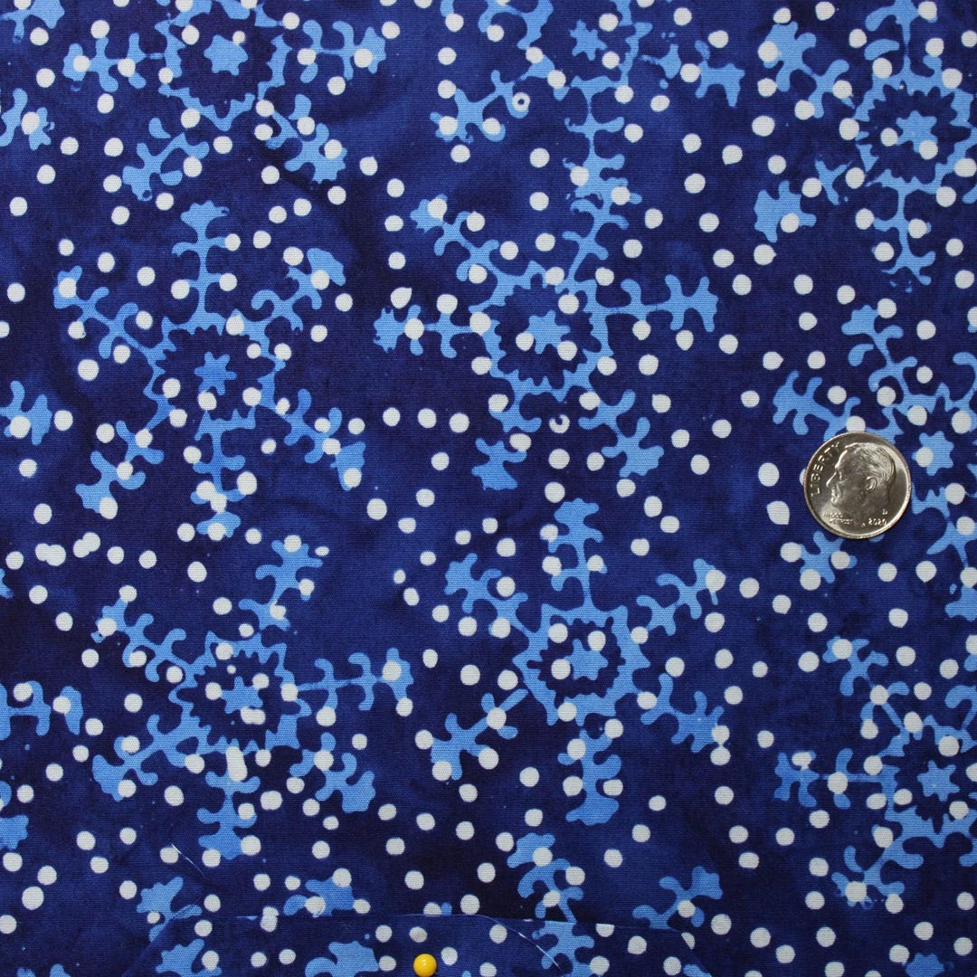 Blue Snowflake With White Dots by Mirah Batik Fabric by the Half Yard ...