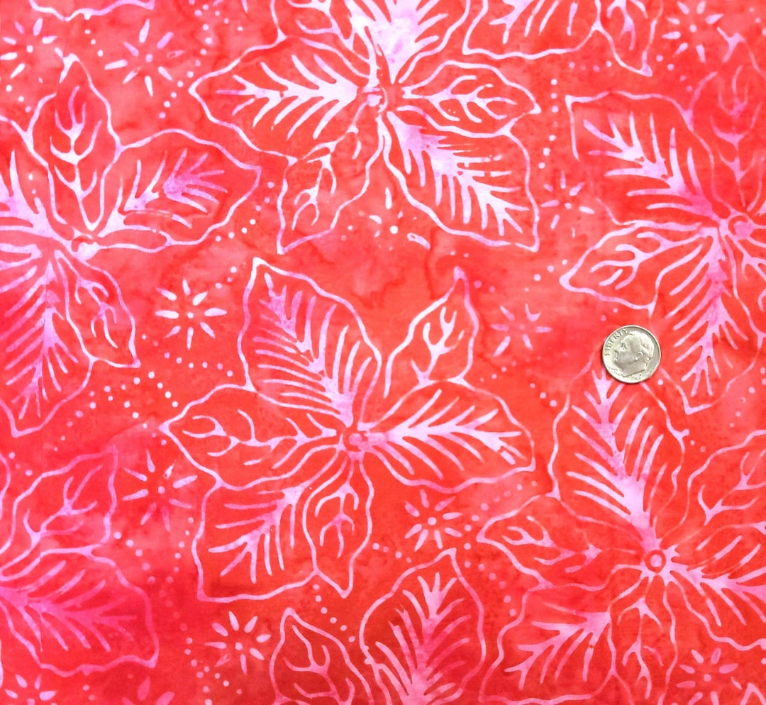 Red Batik With Big Light Purple Flowers and Dots Batik by the Half Yard ...