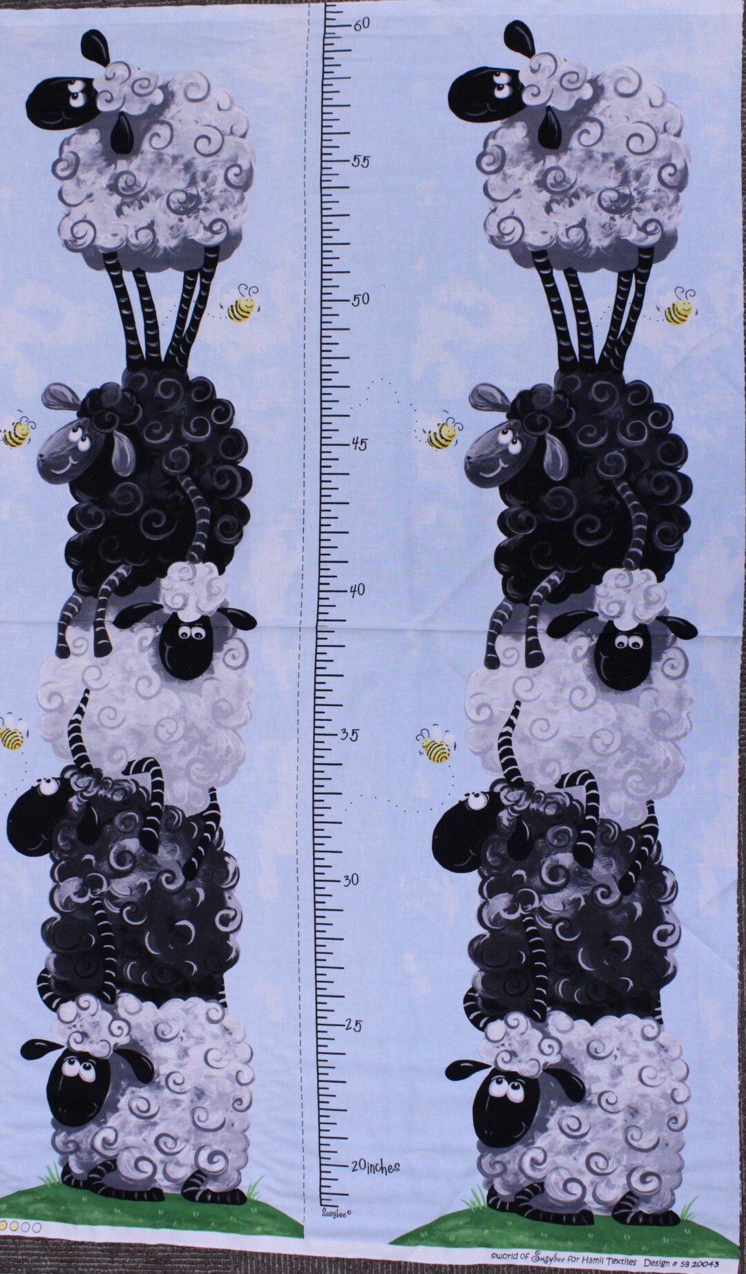 Sheep Growth Chart Panel by World of Susybee for Hamil Textiles 14.5" X ...