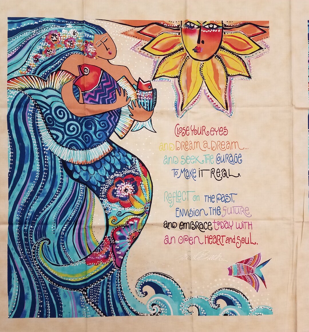 Fabric Panel Sea Goddess by Laurel Burch for Clothworks - Etsy