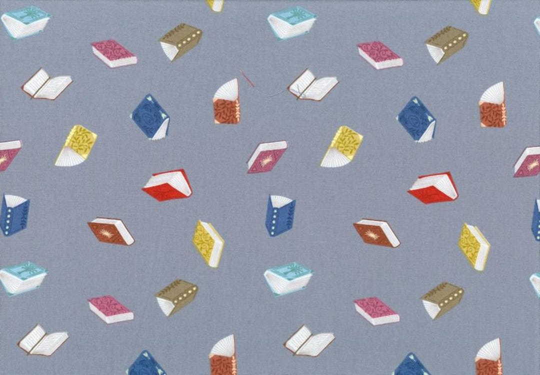 Bookworm by Lewis & Irene Gray Fabric With Various Books Fabric by the ...