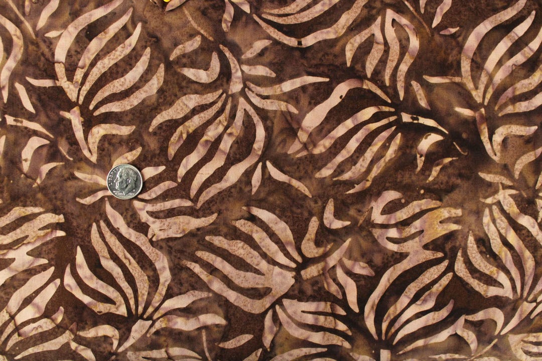 Dark Brown Batik With Light Brown Leaves Batik by the Half Yard - Etsy