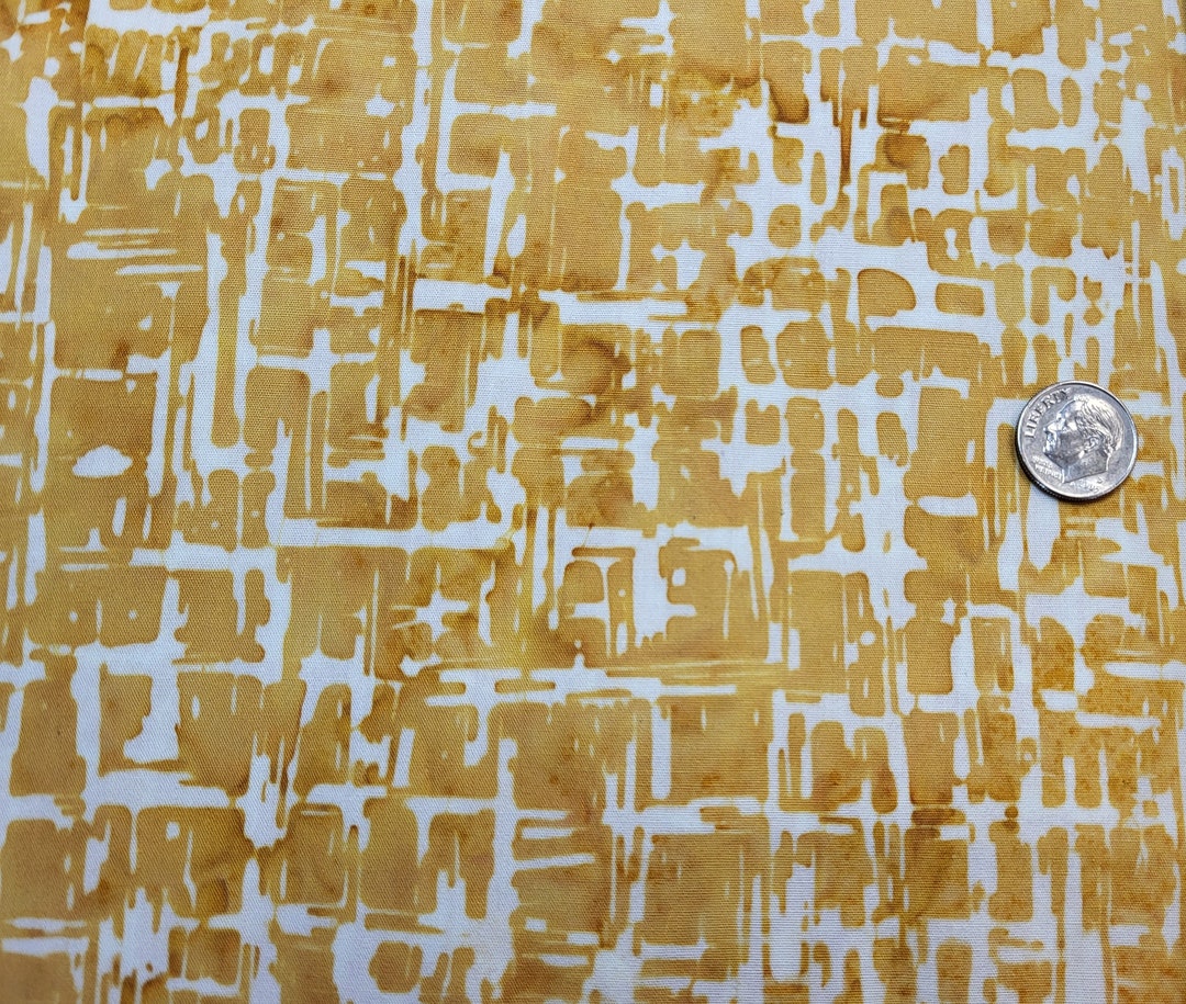 Light Gold Background With White Geometric Pattern Batik Fabric by the ...