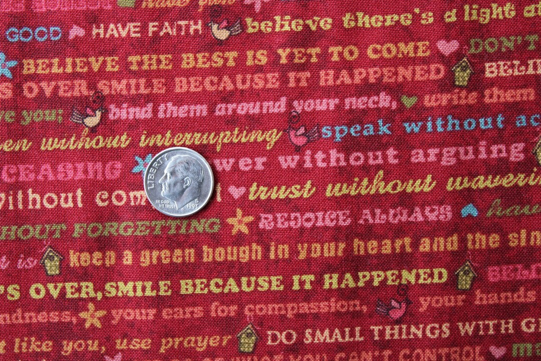 Cute Maroon Fabric With Positive Words Note to Self by One S1ster ...