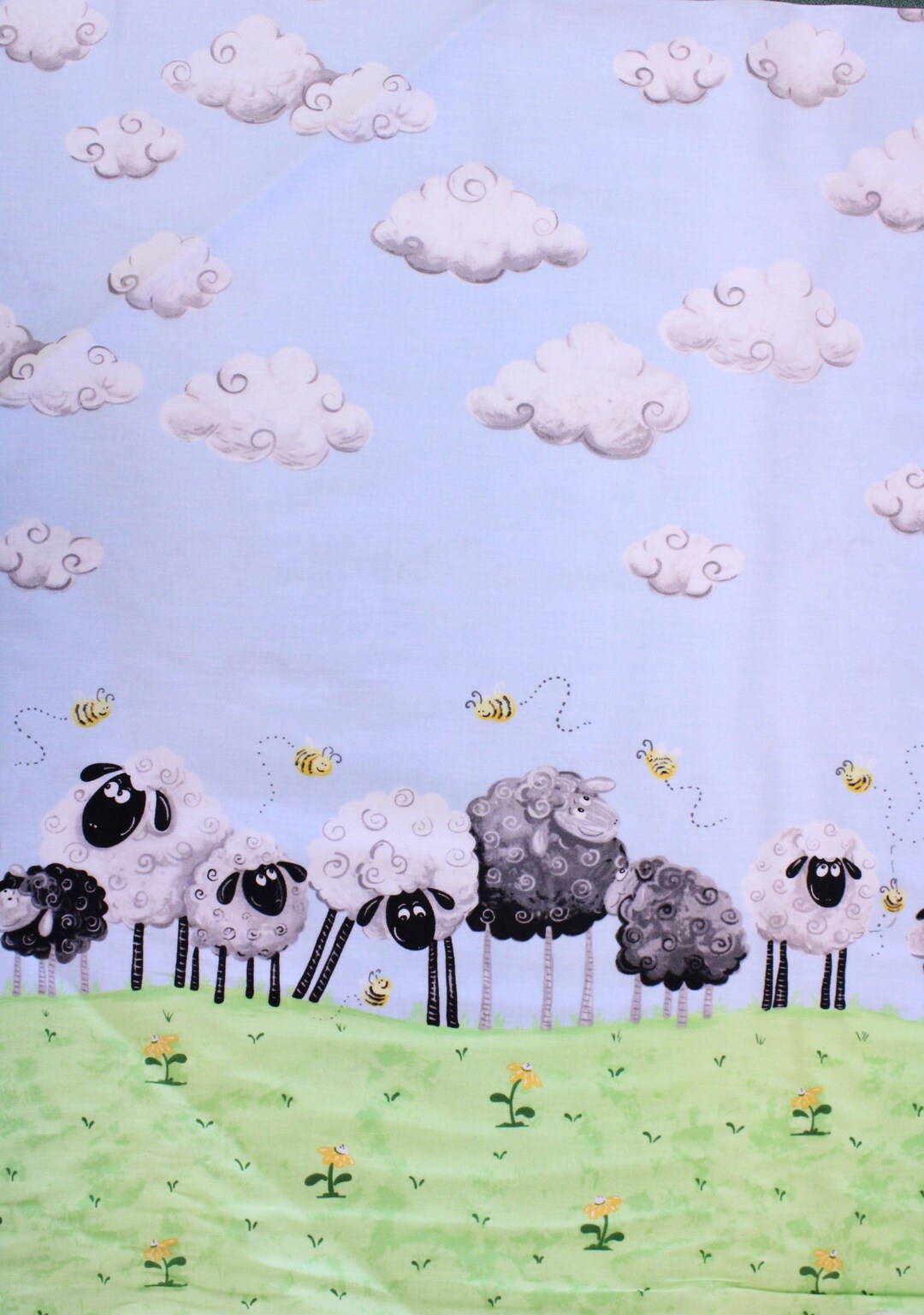 Sheep in Grass With Bees World of Susybee for Hamil Textiles Fabric by ...