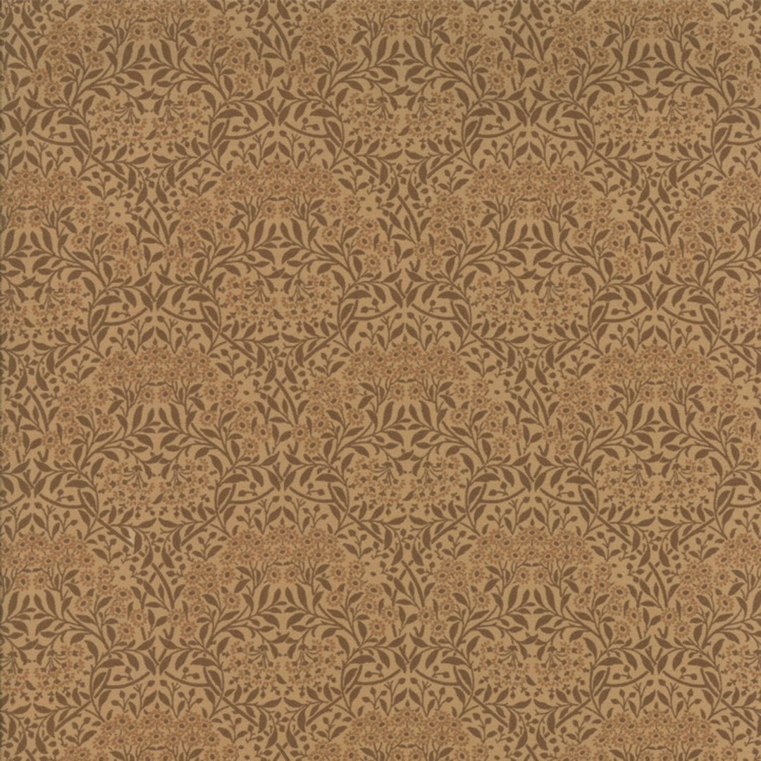 The Morris Apprentice by Barbara Brackman for Moda Brown and Tan Floral Pattern Fabric by the ...
