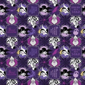 Disney Villains Purple, Grey, Black, And, White Fabric Evil is the New ...