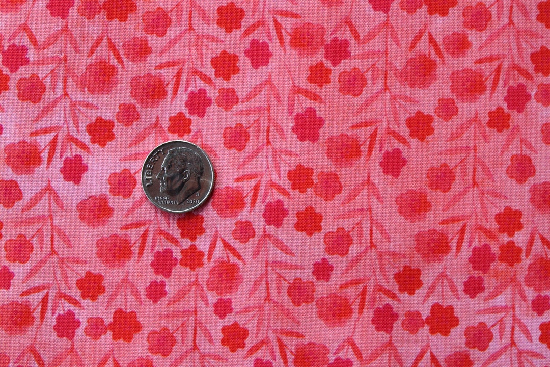 Red and Pink Floral Fabric Floral Menagerie by in the Beginning Fabrics ...